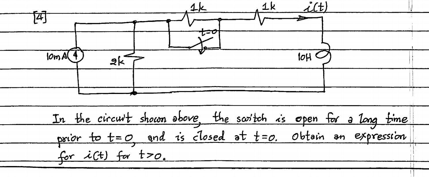 Solved In the circuit shown above, the switch is open for a | Chegg.com