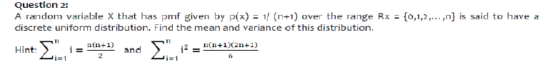 Solved A random variable X that has pmf given by p(x) = 1/ | Chegg.com