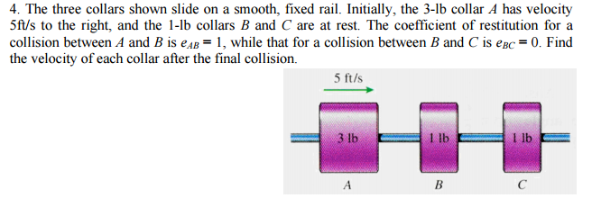 Solved The three collars shown slide on a smooth, fixed | Chegg.com