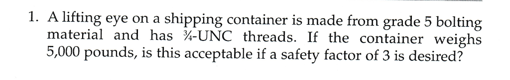 Solved A lifting eye on a shipping container is made from | Chegg.com
