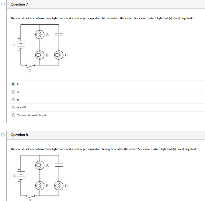Solved Question 7 The circuit below contains three light | Chegg.com