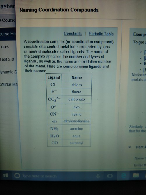 Solved Naming Coordination Compounds Course ConstantsI | Chegg.com