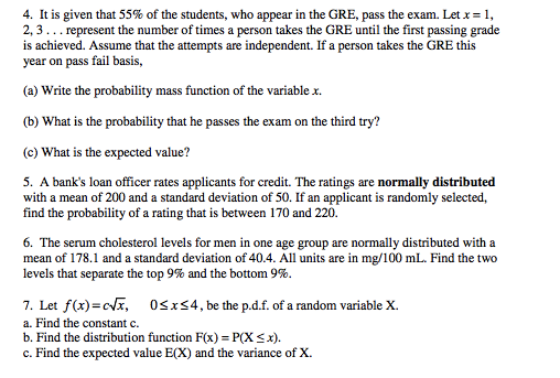 4. It is given that 55% of the students, who appear | Chegg.com
