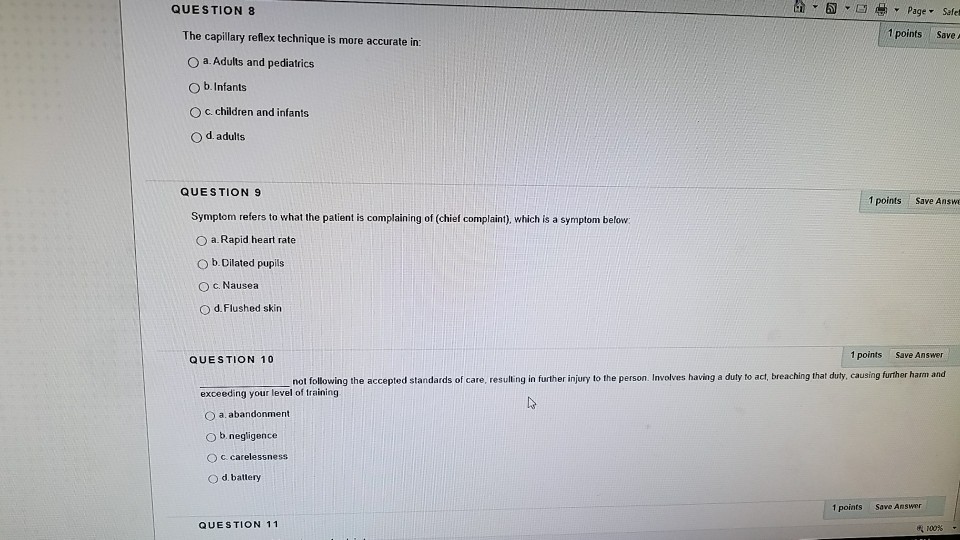 Solved QUESTION 8 The capillary reflex technique is more | Chegg.com