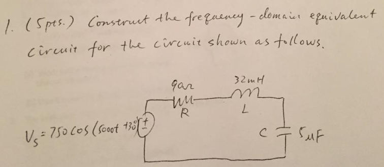 Solved Construct the frequency ?domain equivalent circuit | Chegg.com