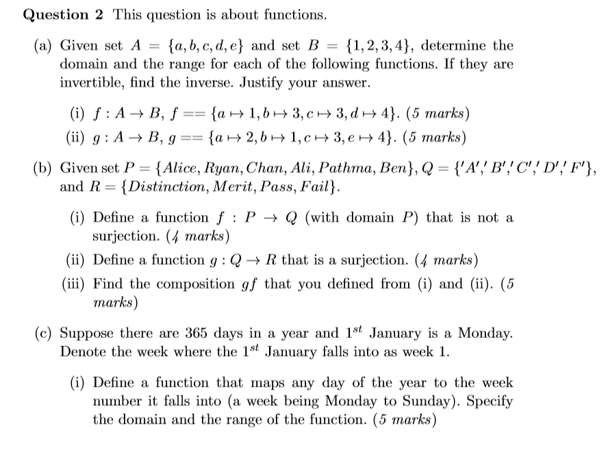 Solved Question 2 This question is about functions. (a) | Chegg.com