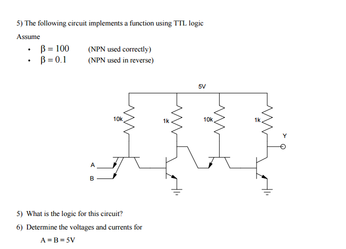 Solved The following circuit implements a function using TTL | Chegg.com