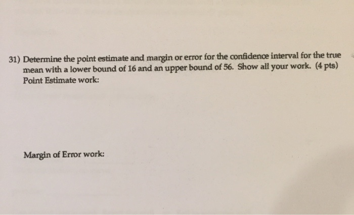 Solved Determine the point estimate and margin of error for | Chegg.com