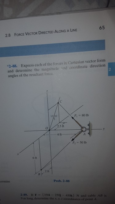 Solved 65 2.8 FORCE VECTOR DIRECTED ALONG A LINE 2-88. | Chegg.com