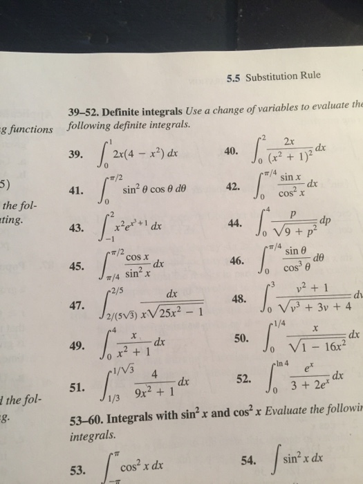 Solved Definite integrals Use a change of variables to | Chegg.com