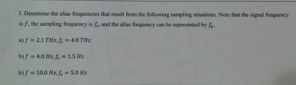 Solved sampling - determine alias frequencies 1. Determine | Chegg.com