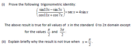 Solved Prove the following trigonometric identity: (sin 13x | Chegg.com