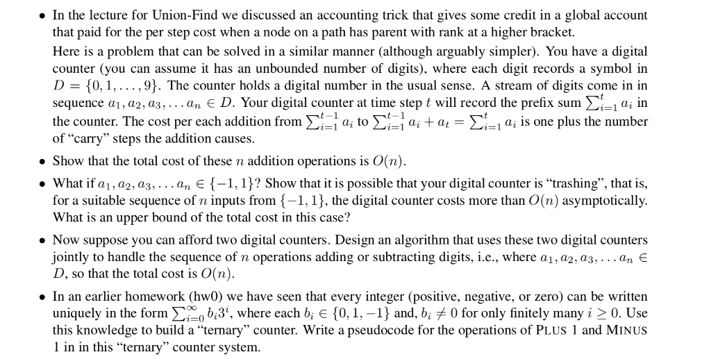 . In the lecture for Union-Find we discussed an | Chegg.com