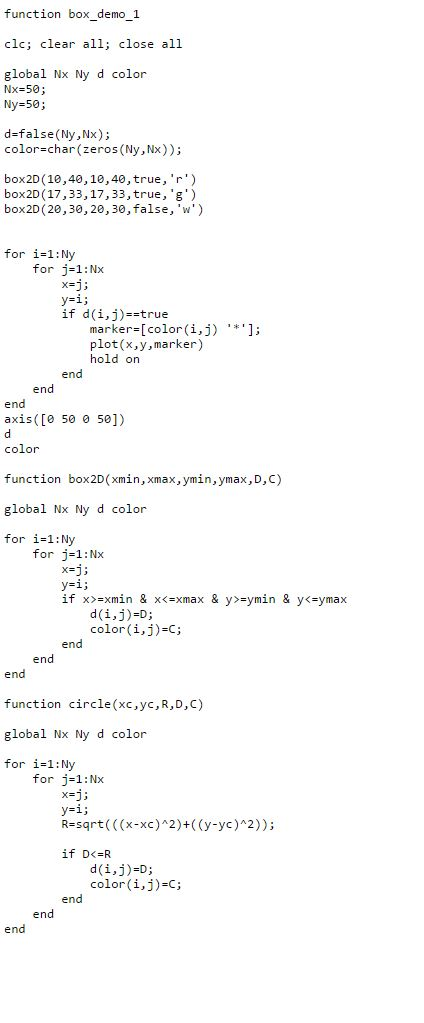 Solved function box demo 1 clc, clear all, close all global | Chegg.com