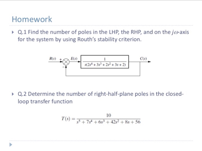 Solved Find the number of poles in the LHP, the RHP, and on | Chegg.com
