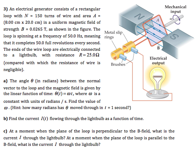 Solved Mechanical input 3) An electrical generator consists | Chegg.com