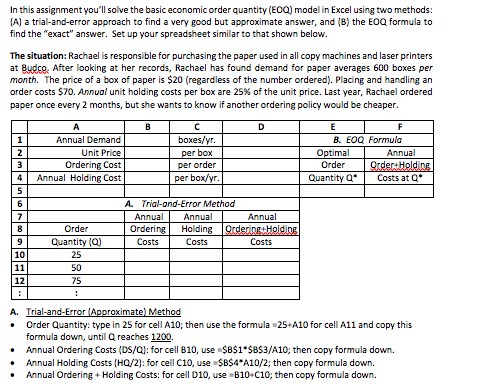 In this assignment you'll solve the basic economic | Chegg.com