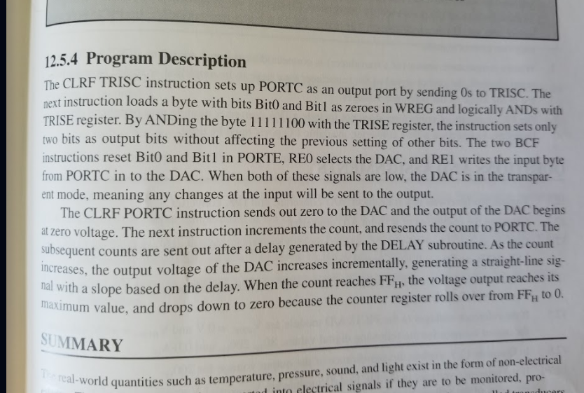 12.5.4 Program Description The CLRF TRISC instruction | Chegg.com