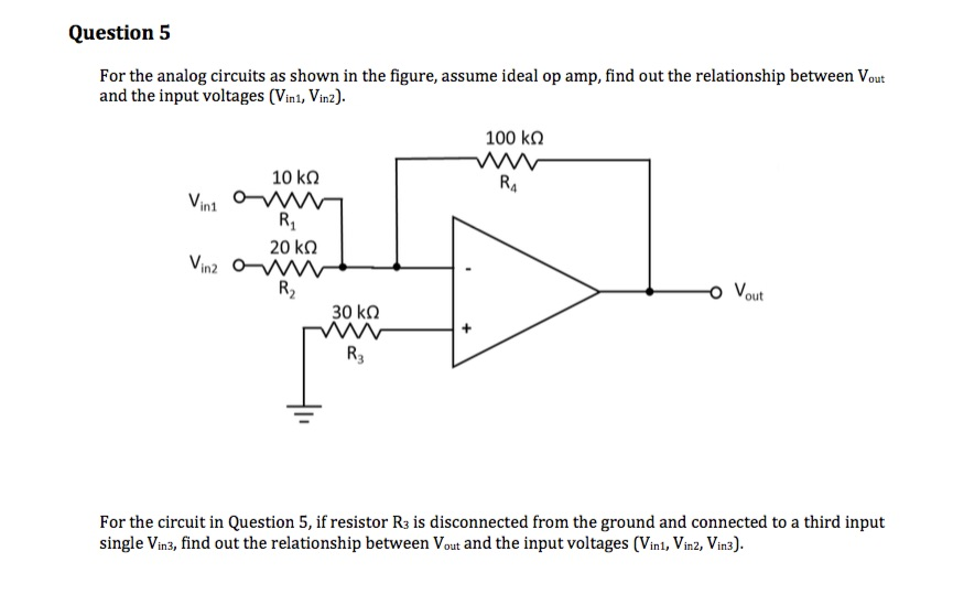 Solved For the analog circuits as shown in the figure, | Chegg.com