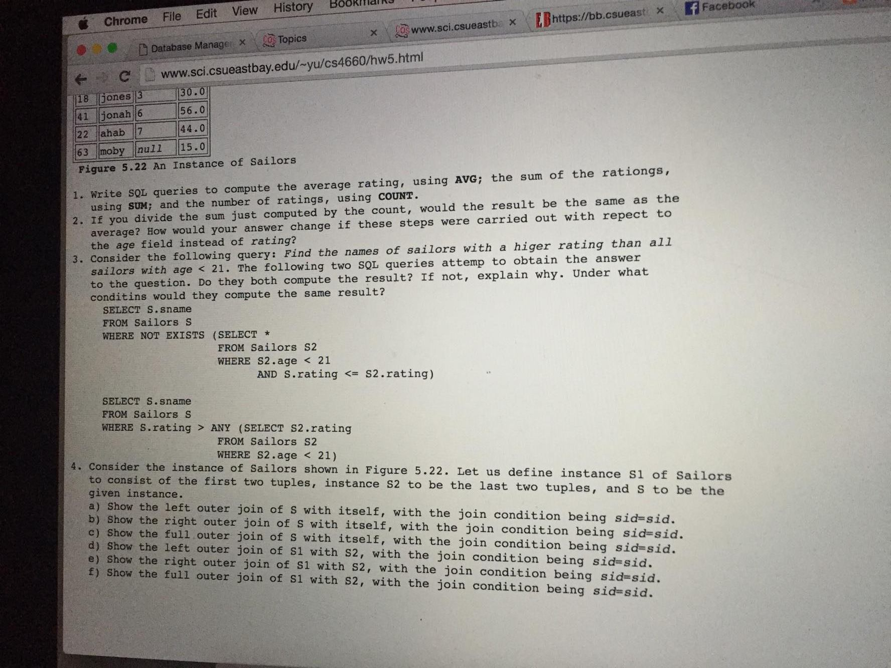 Solved Write Sql Queries To Compute The Average Rating 4931