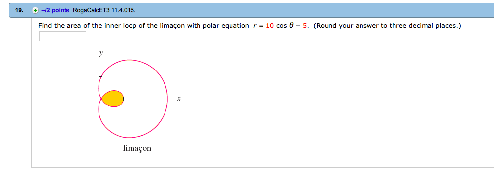 Solved Find the area of the inner loop of the limaçon with | Chegg.com