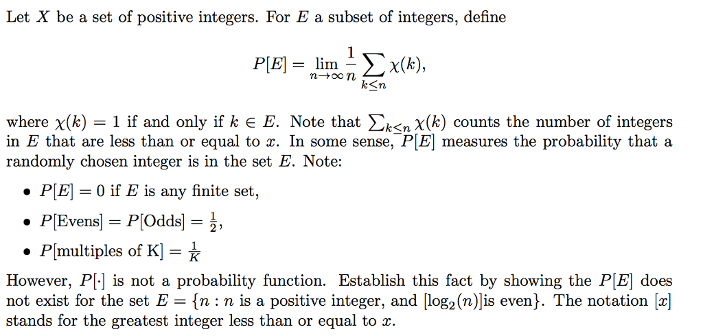 Let X be a set of positive integers. For E a subset | Chegg.com Let X be a set of positive integers. For E a subset | Chegg.com