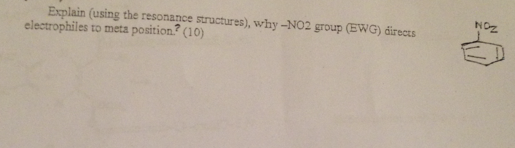 Solved Explain (using the resonance structures), why -NO2 | Chegg.com