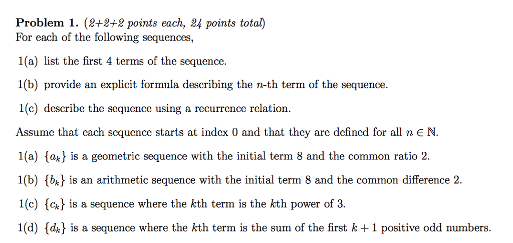 Solved Problem 1. (2+2+2 points each, 24 points total) For | Chegg.com