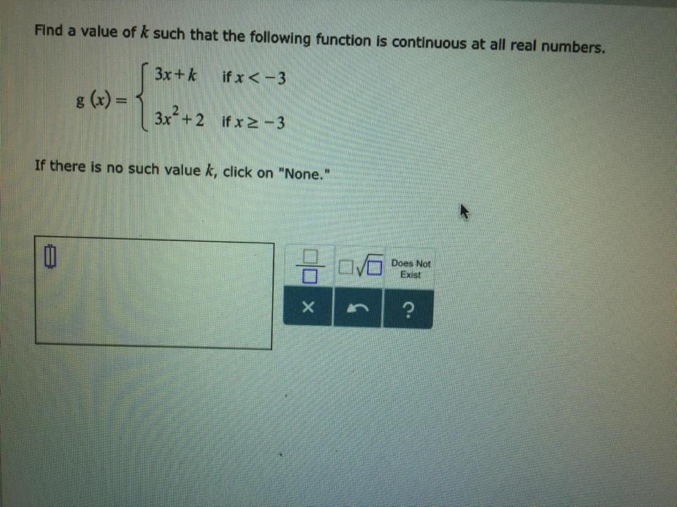 Solved Find a value of k such that the following function is | Chegg.com