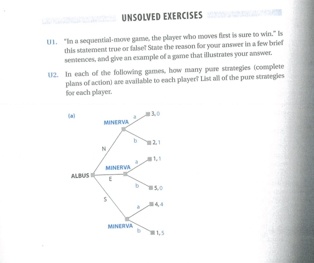 Solved UNSOLVED EXERCISES "In a sequential-move game, the | Chegg.com