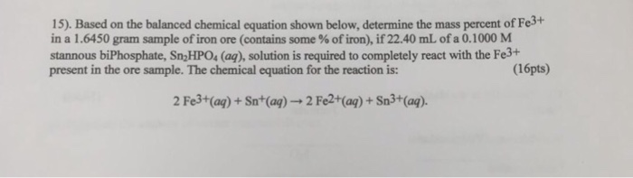 Solved Based on the balanced chemical equation shown below, | Chegg.com