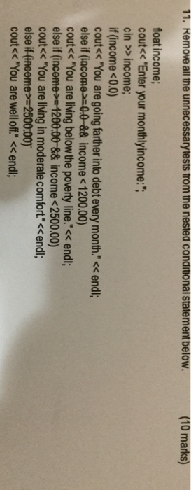 Solved Remove all the unnecessary test from the nested | Chegg.com