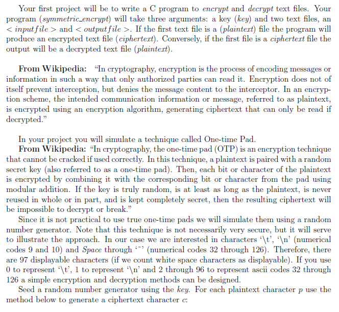 Solved Your first project will be to write a C program to | Chegg.com