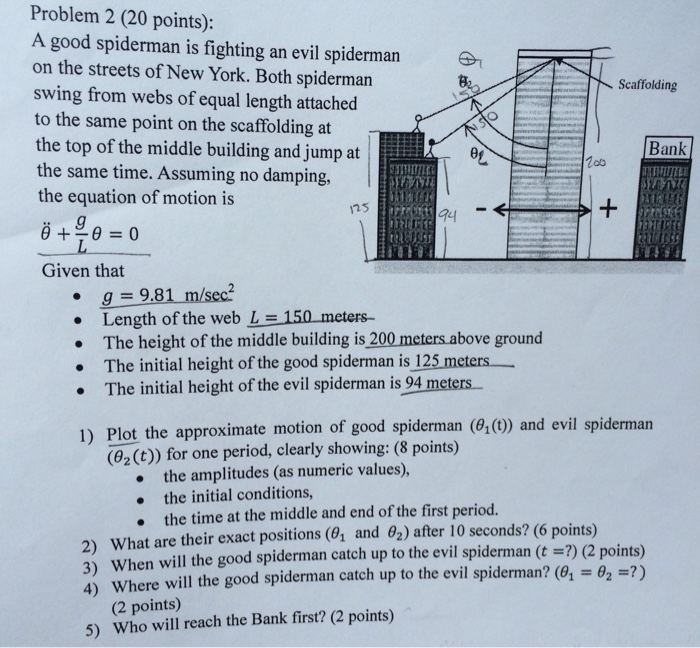 Solved A good spiderman is fighting an evil spiderman on the | Chegg.com