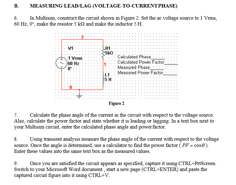 Solved B.MEASURING LEAD/LAG (VOLTAGE-TO-CURRENT PHASE) In | Chegg.com