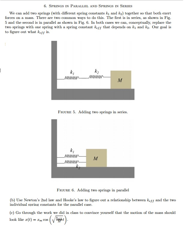 Solved We can add two springs (with different spring | Chegg.com
