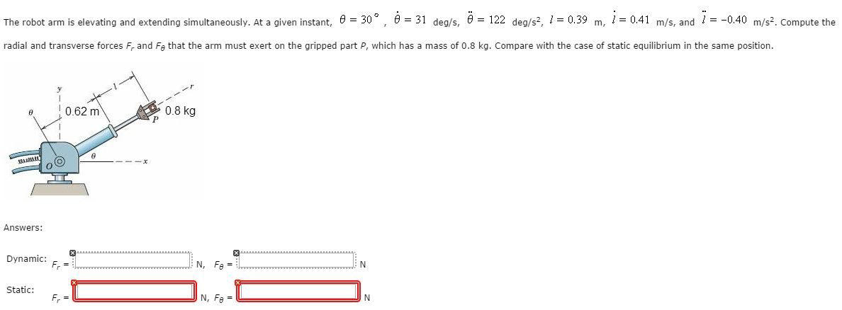 The robot arm is elevating and extending | Chegg.com