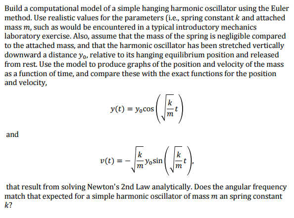 Solved Build a computational model of a simple hanging | Chegg.com