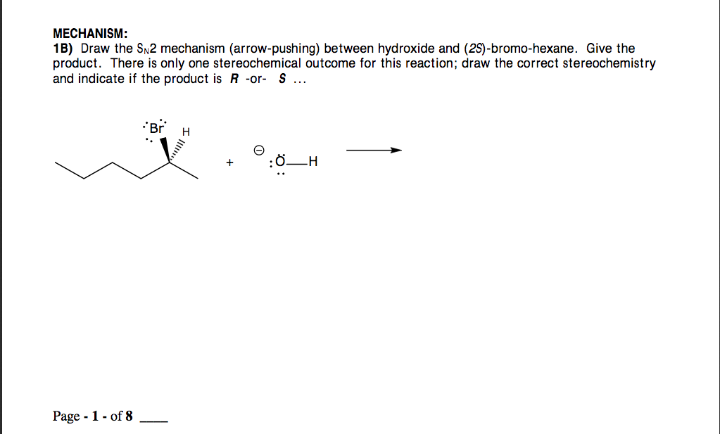 Solved Draw the S_N^2 mechanism (arrow-pushing) between | Chegg.com