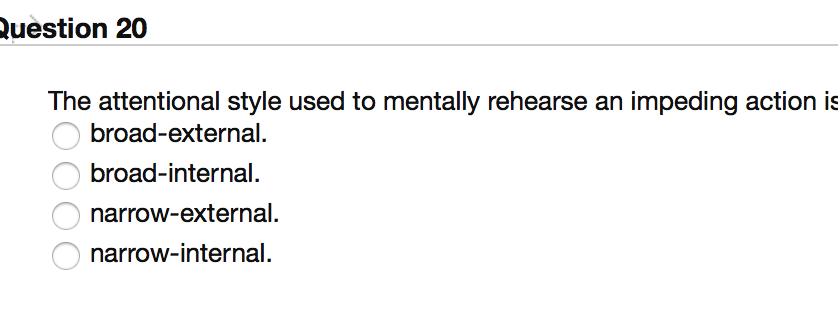 Solved The attentional style used to mentally rehearse an | Chegg.com