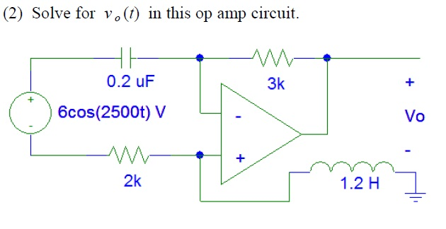 Solved (2) Solve for vo(t) in this op amp circuit. 0.2 uF 3k | Chegg.com