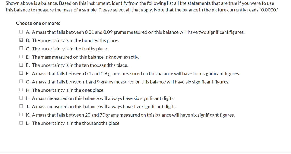 Solved Shown above is a balance. Based on this instrument, | Chegg.com Solved Shown above is a balance. Based on this instrument, | Chegg.com