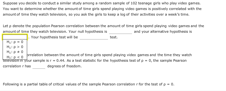 Solved 6. Hypothesis tests with the Pearson correlation Aa | Chegg.com