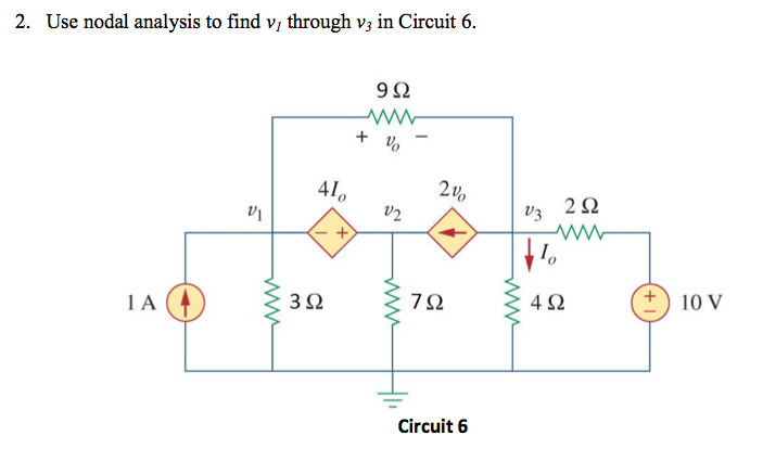 Solved Use nodal analysis to find V1 through v3 in Circuit | Chegg.com