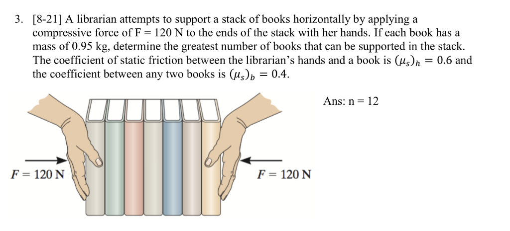Solved 3. [8-21] A librarian attempts to support a stack of | Chegg.com