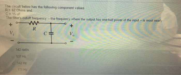 Solved The circuit below has the following component values | Chegg.com