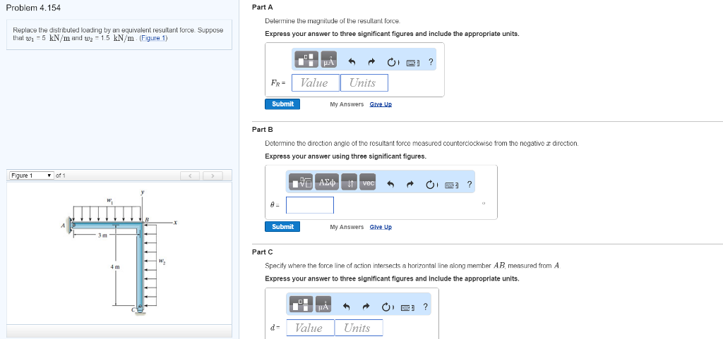 Solved Replace the distributed loading by an equivalent | Chegg.com