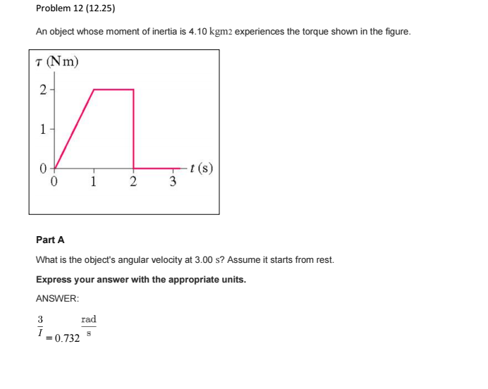 Solved An object whose moment of inertia is 4.10 kgm2 | Chegg.com