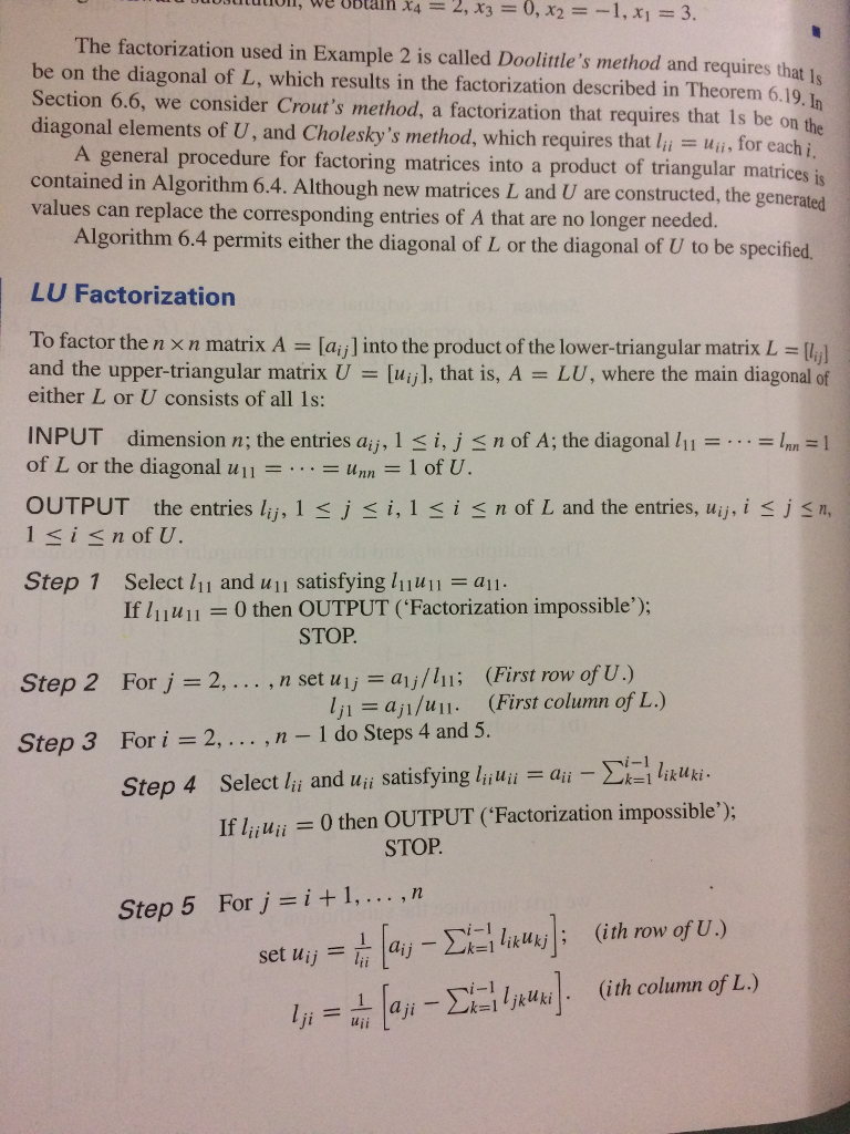 Solved Create A Function Lu Factorization That Performs The