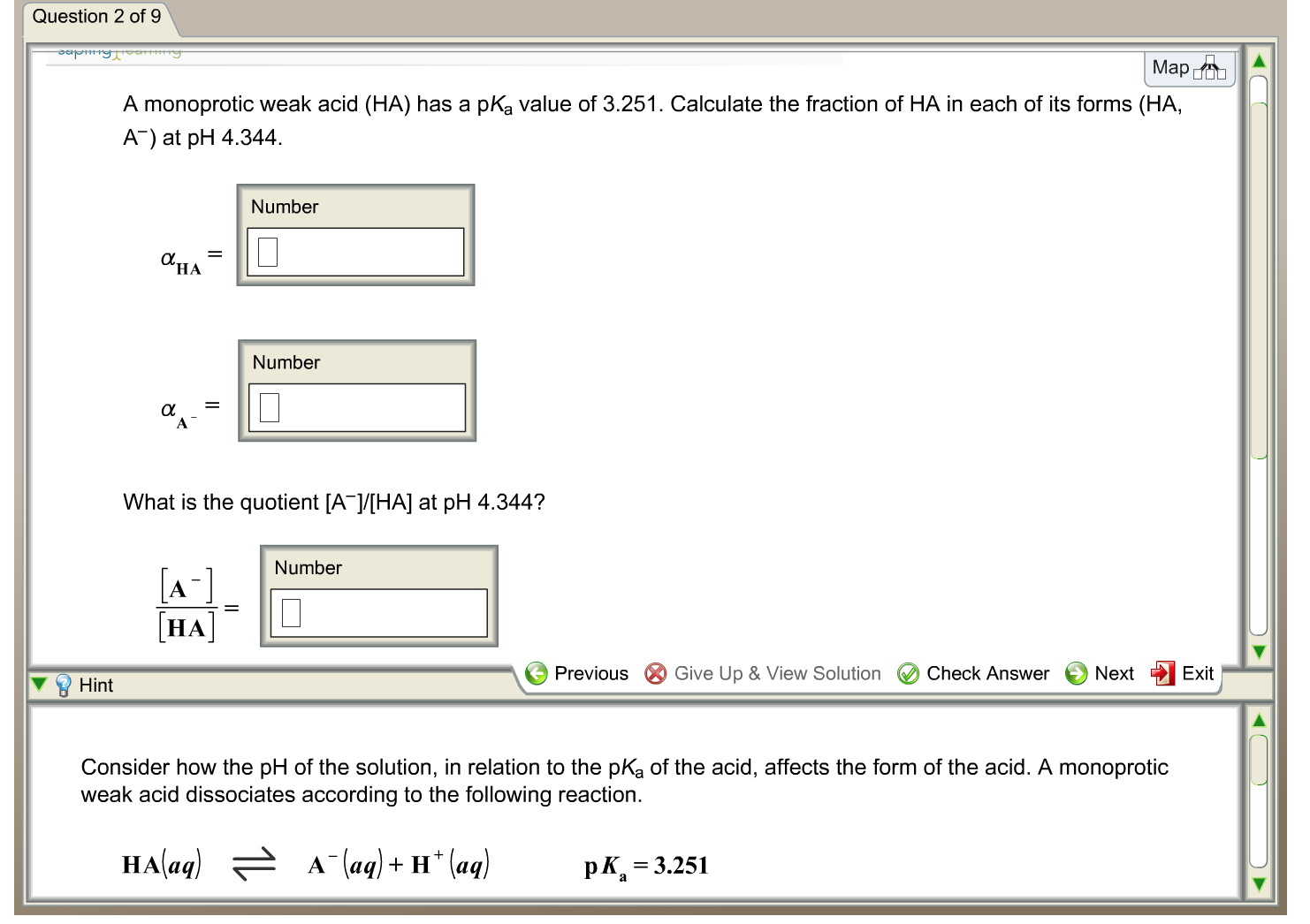 Solved A monoprotic weak acid (HA) has a pKa value of 3.251. | Chegg.com